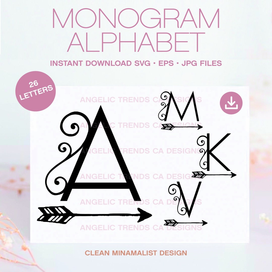 Arrow Swirl Alphabet SVG, Last Name Svg, Initial Monogram Svg, Arrow ...