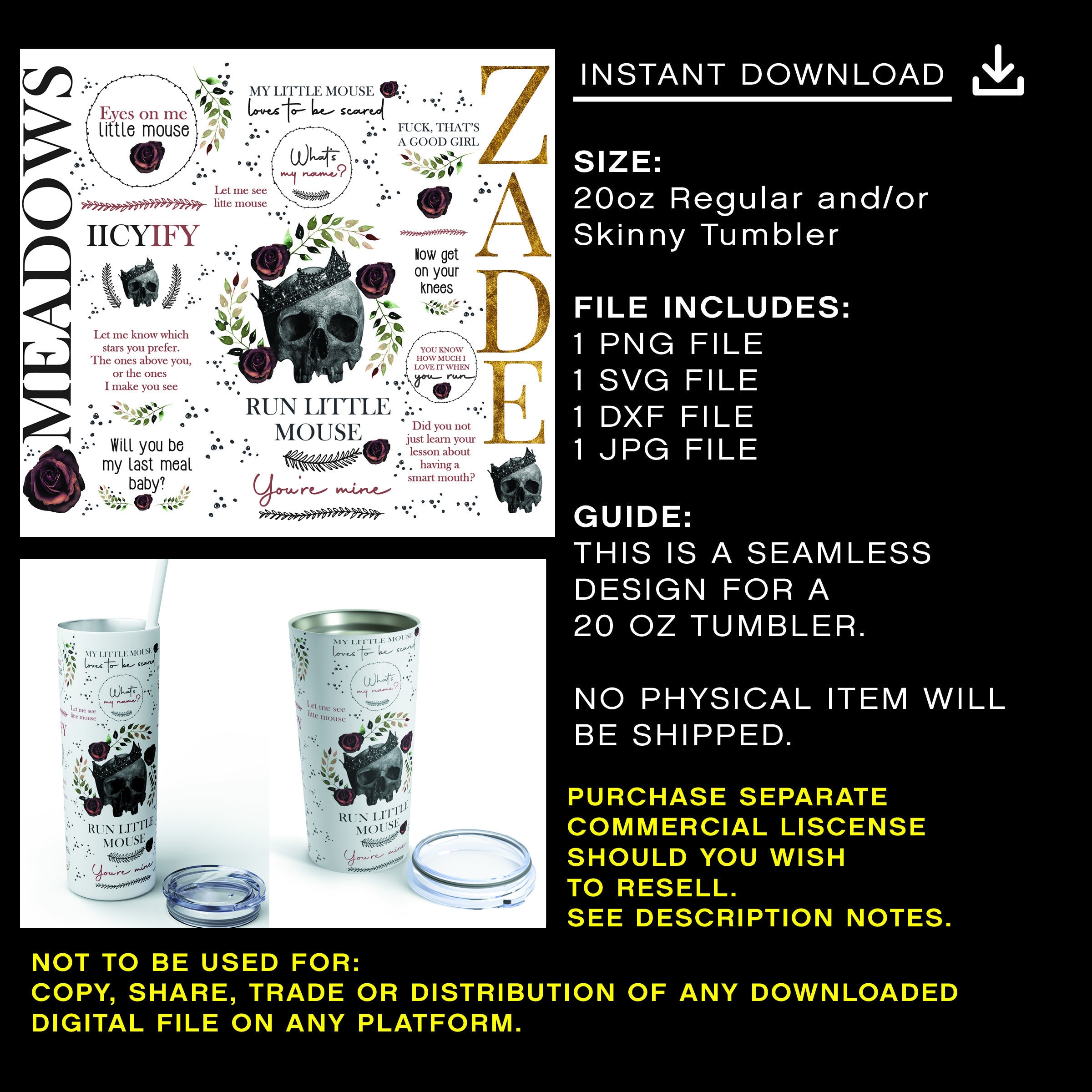 Haunting Adeline Zade Meadows 20oz Seamless Wrap, Run Little Mouse ...