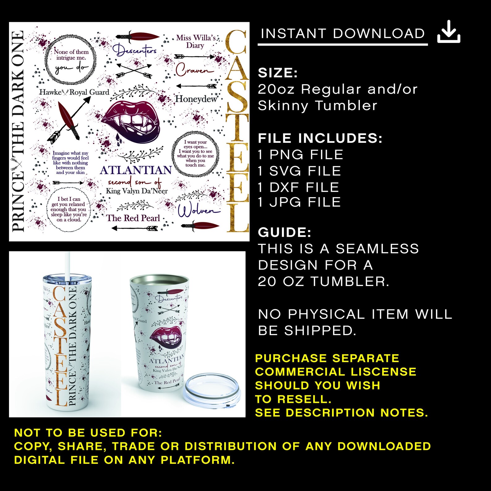 FBAA Prince Casteel 20oz Seamless Wrap, From Blood and Ash Bookish ...