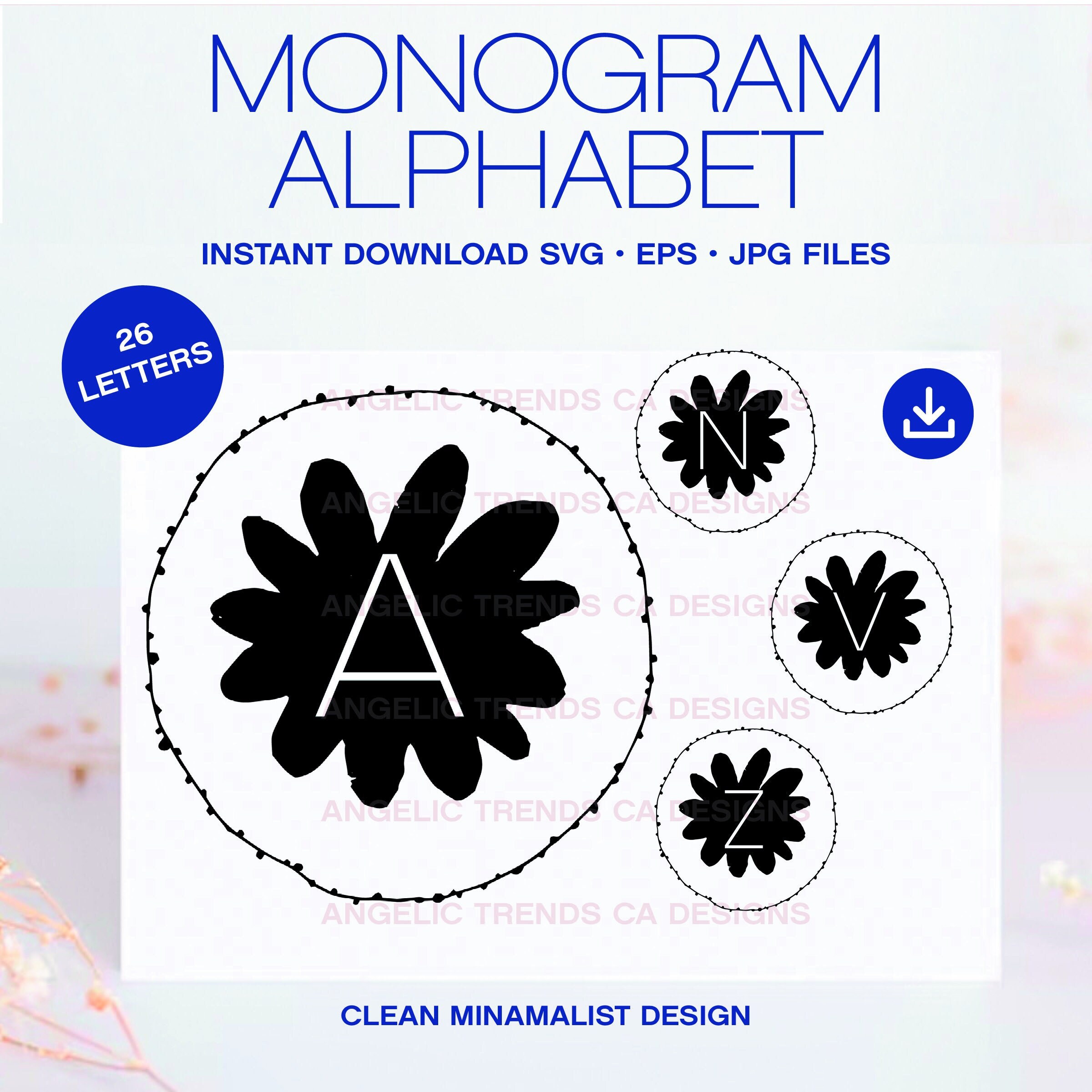 Floral Alphabet SVG, Last Name Svg, Initial Monogram Svg, Flourish Svg ...