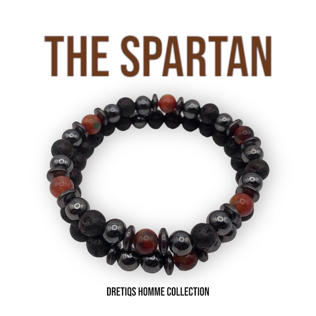 The Spartan- Natural Stone Bead Bracelets (pair) - Etsy