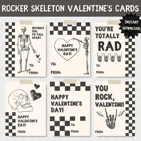 Printable Skeleton Valentines Card - Etsy