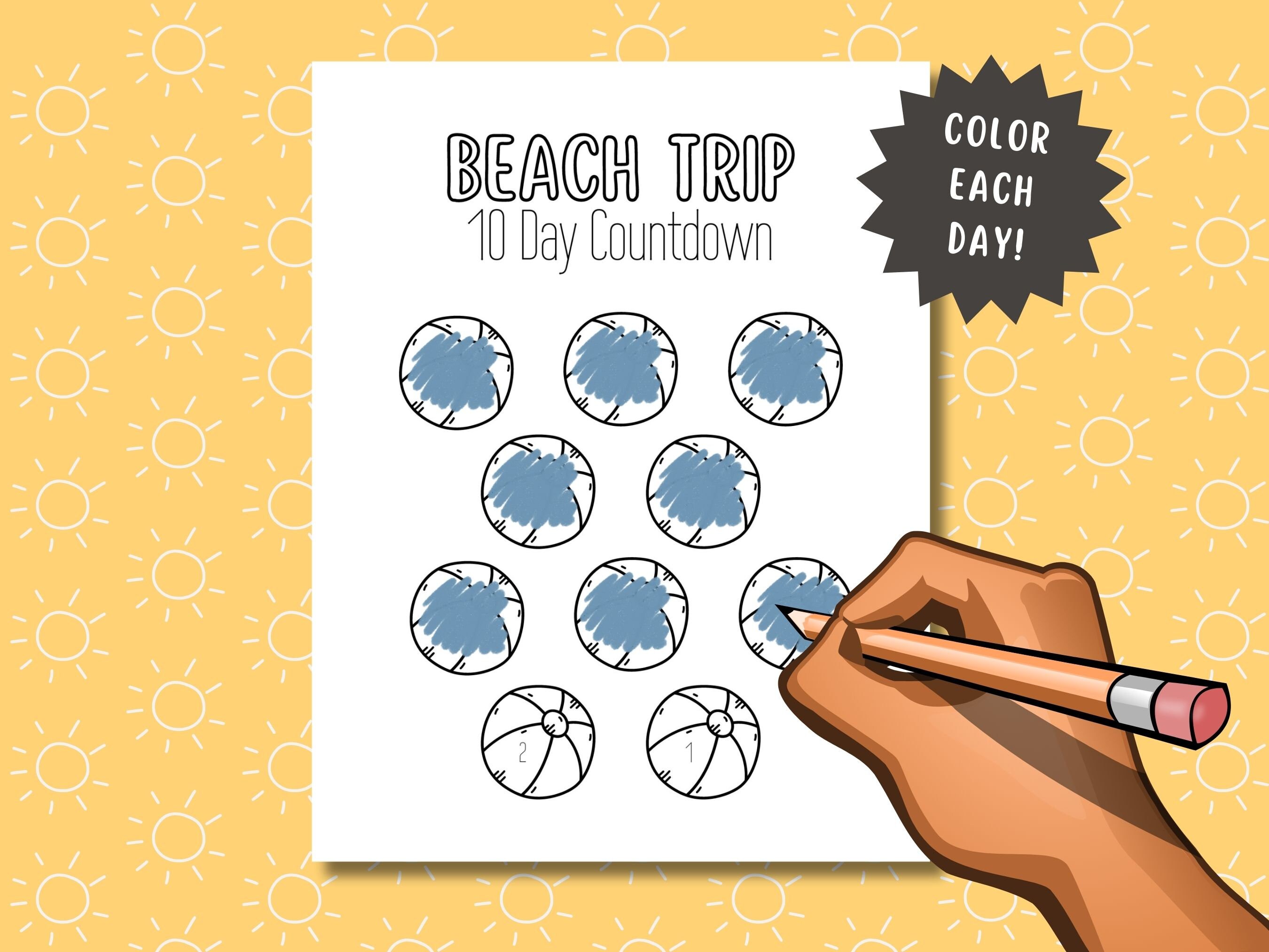 Beach Trip Countdown Printables, Beach Vacation Countdown Bundle ...