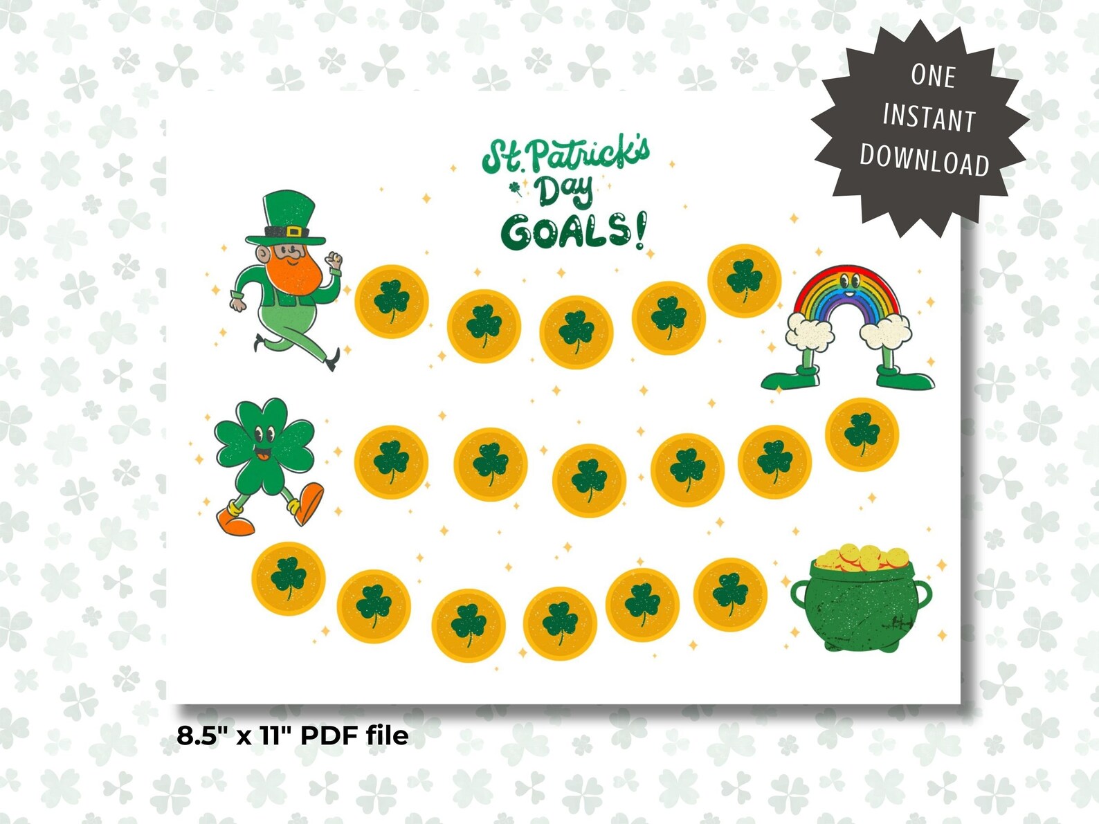 St. Patrick's Day Goal Tracker Printable, St. Patrick's Day Reward ...