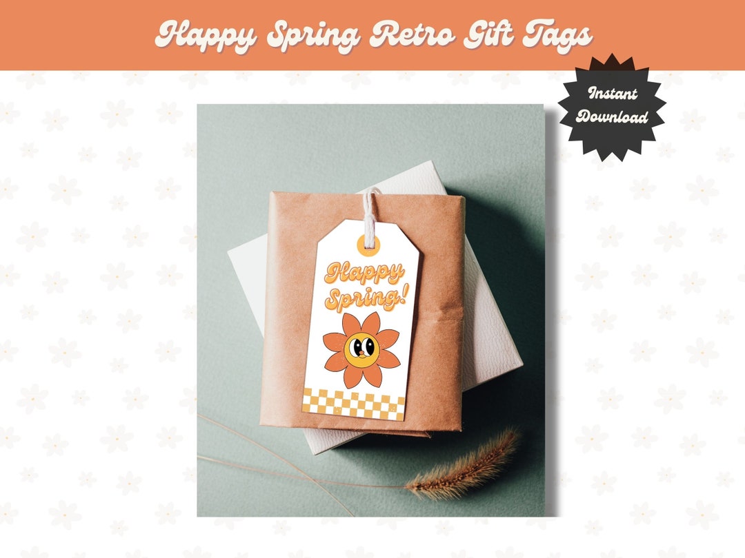 Happy Spring Retro Gift Tags Printable, Groovy Spring Tag, Spring - Etsy