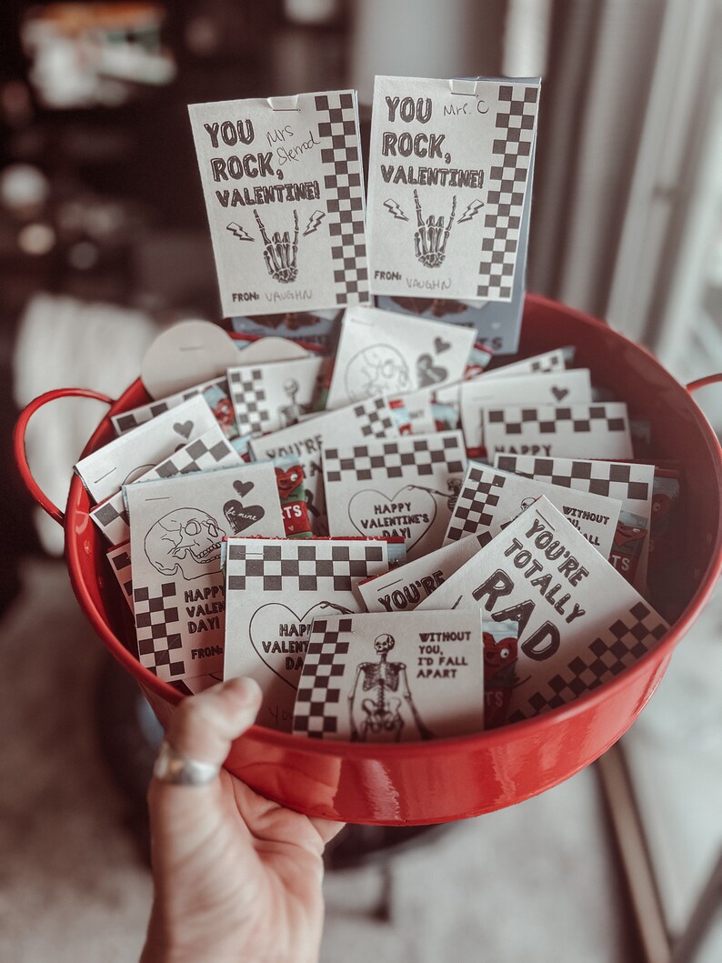 Printable Rocker Skeleton Valentine's Cards, Skull Valentine's, Punk ...