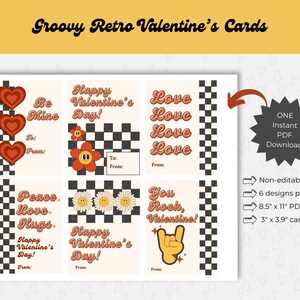 Printable Groovy Retro Valentine's Cards, Printable Valentine's Cards ...