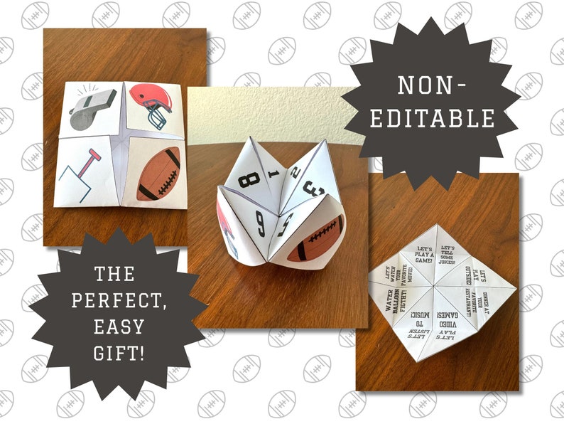 Dad Football Fortune Teller/cootie Catcher, Father's Day Gift, Father's ...