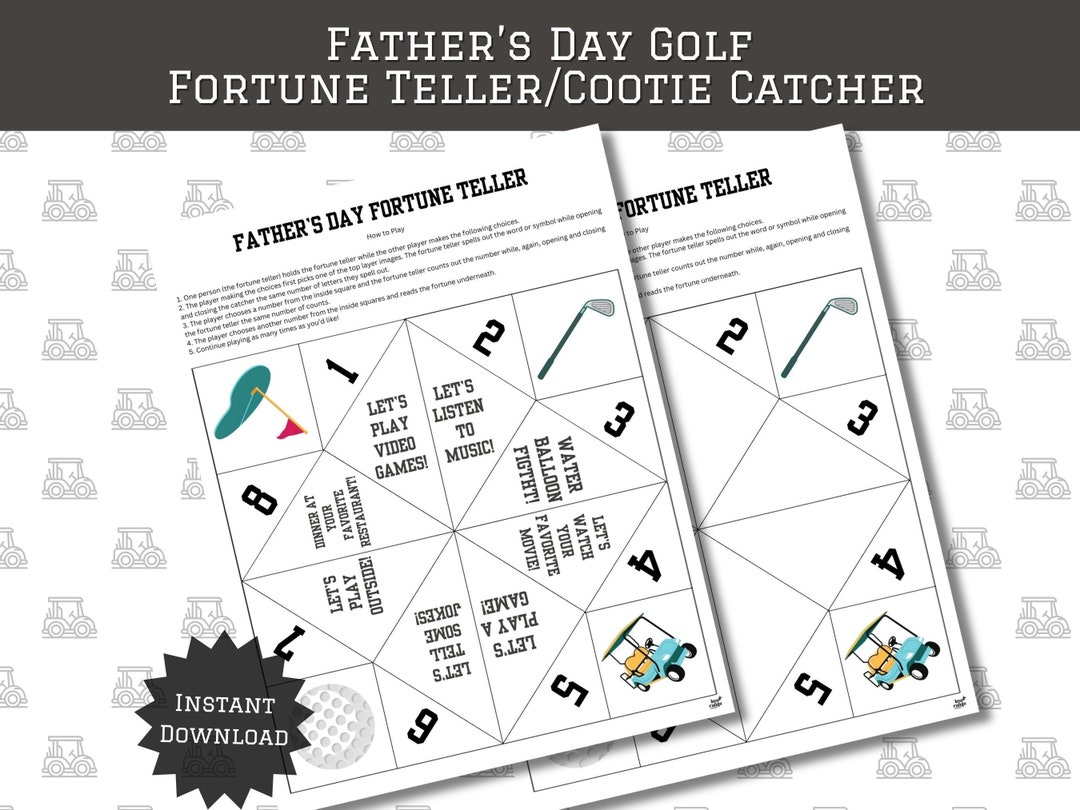Dad Golf Fortune Teller/cootie Catcher, Father's Day Gift, Father's Day ...