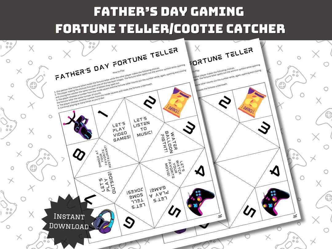 Dad Video Gaming Fortune Teller/cootie Catcher, Father's Day Gift ...