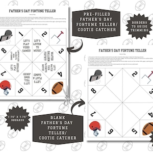 Father's Day Football Fortune Teller/cootie Catcher, Father's Day Gift ...