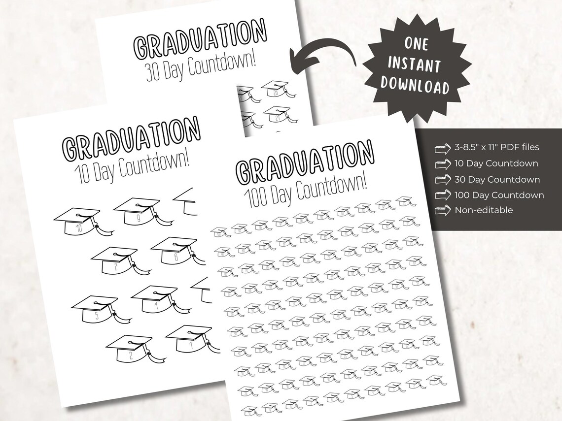 Graduation Countdown Printable, Graduation Ceremony, High School ...