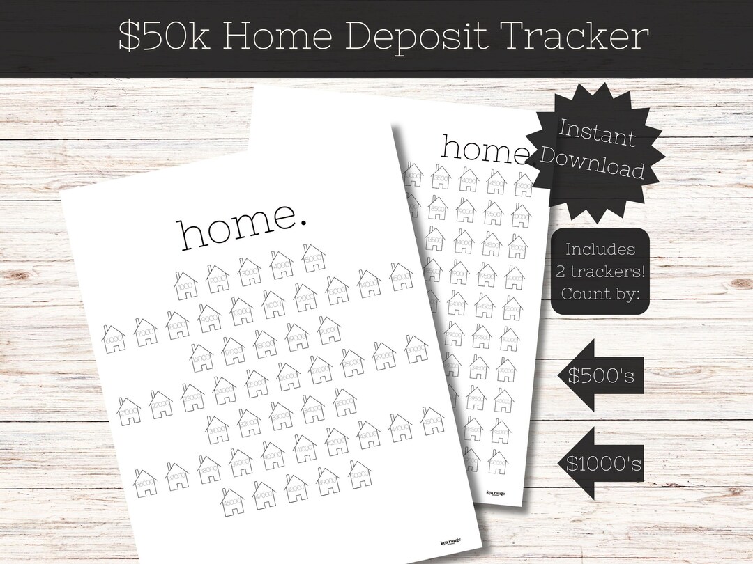 50K Home Deposit Tracker Printable, 50000 Dollar Home Down Payment ...