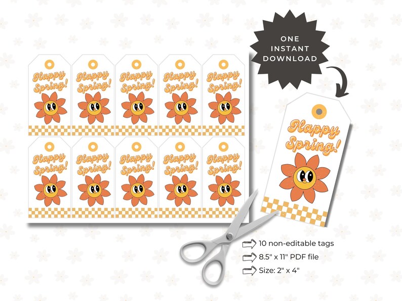 Happy Spring Retro Gift Tags Printable, Groovy Spring Tag, Spring - Etsy