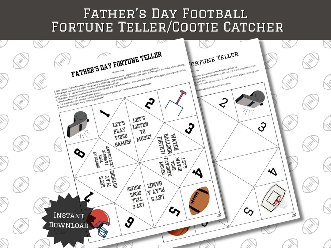 Father's Day Football Fortune Teller/cootie Catcher, Father's Day Gift ...