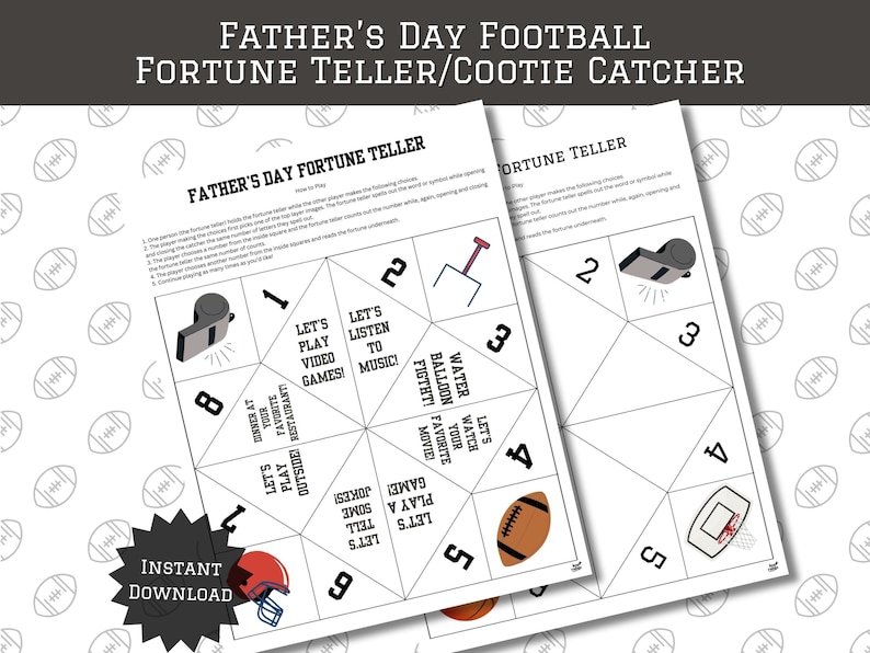 Father's Day Football Fortune Teller/cootie Catcher, Father's Day Gift ...
