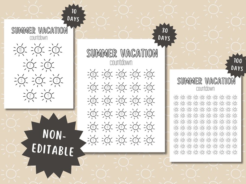 Summer Vacation Countdown Bundle, Printable Summer Break Countdown ...