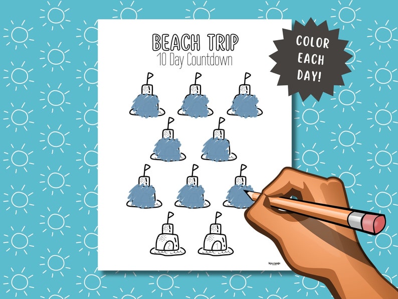 Beach Trip Countdown Printable Bundle, Sandcastle Countdown, Summer ...