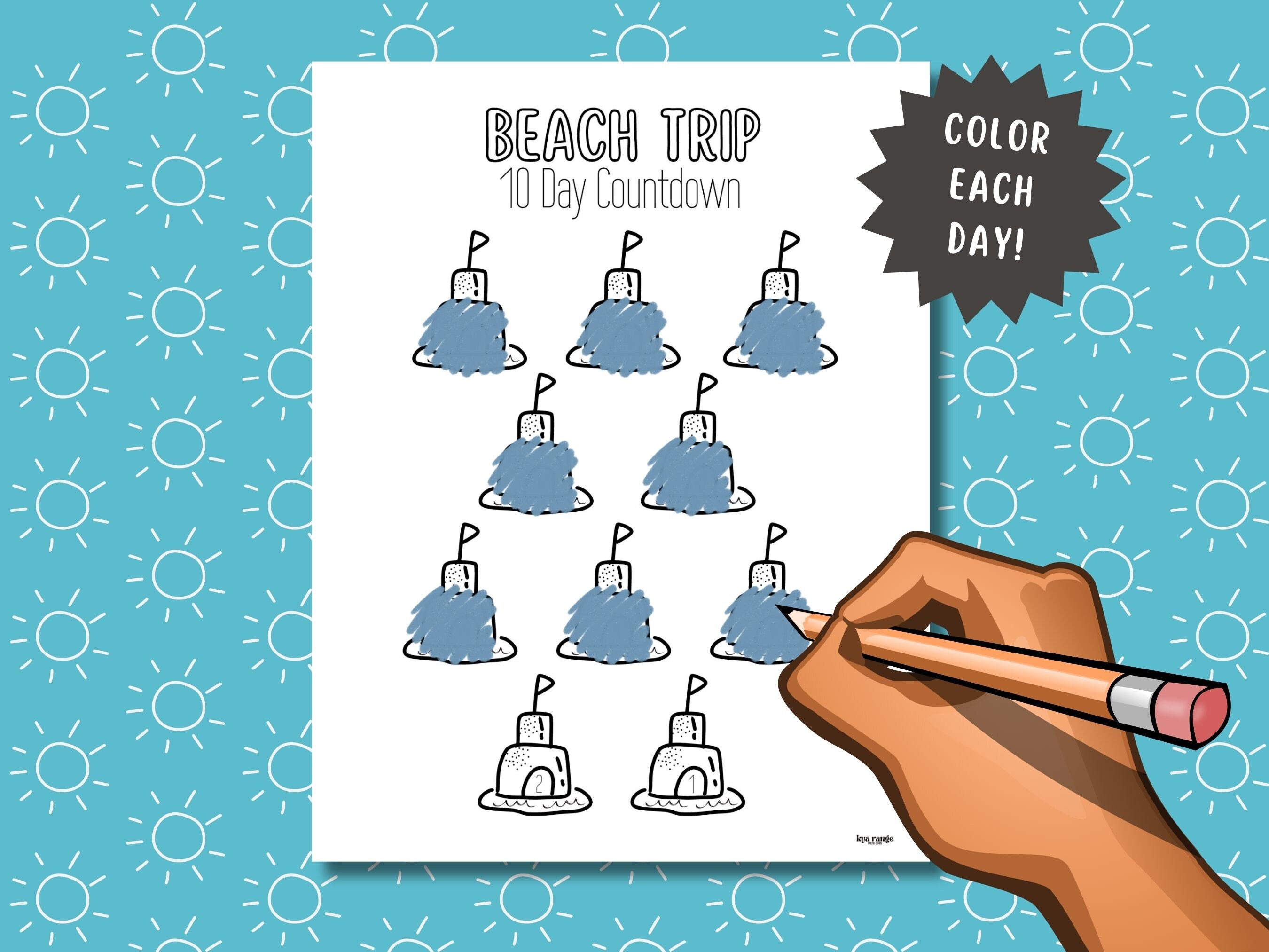 Beach Trip Countdown Printable Bundle, Sandcastle Countdown, Summer ...