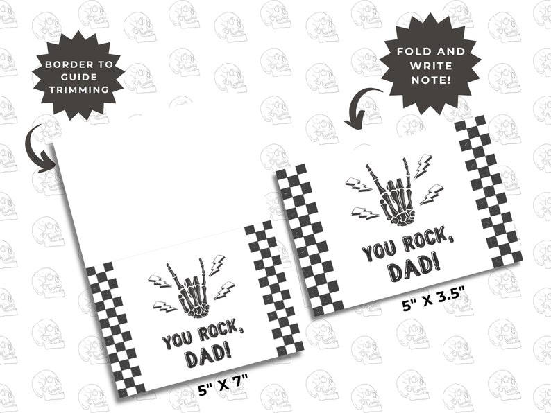 Skeleton Father's Day Card Printable, You Rock Dad, Punk Rock Dad, Punk ...