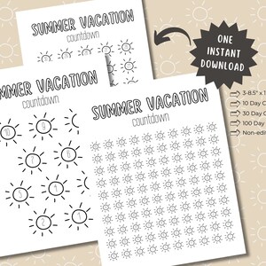 Summer Vacation Countdown Bundle, Printable Summer Break Countdown ...