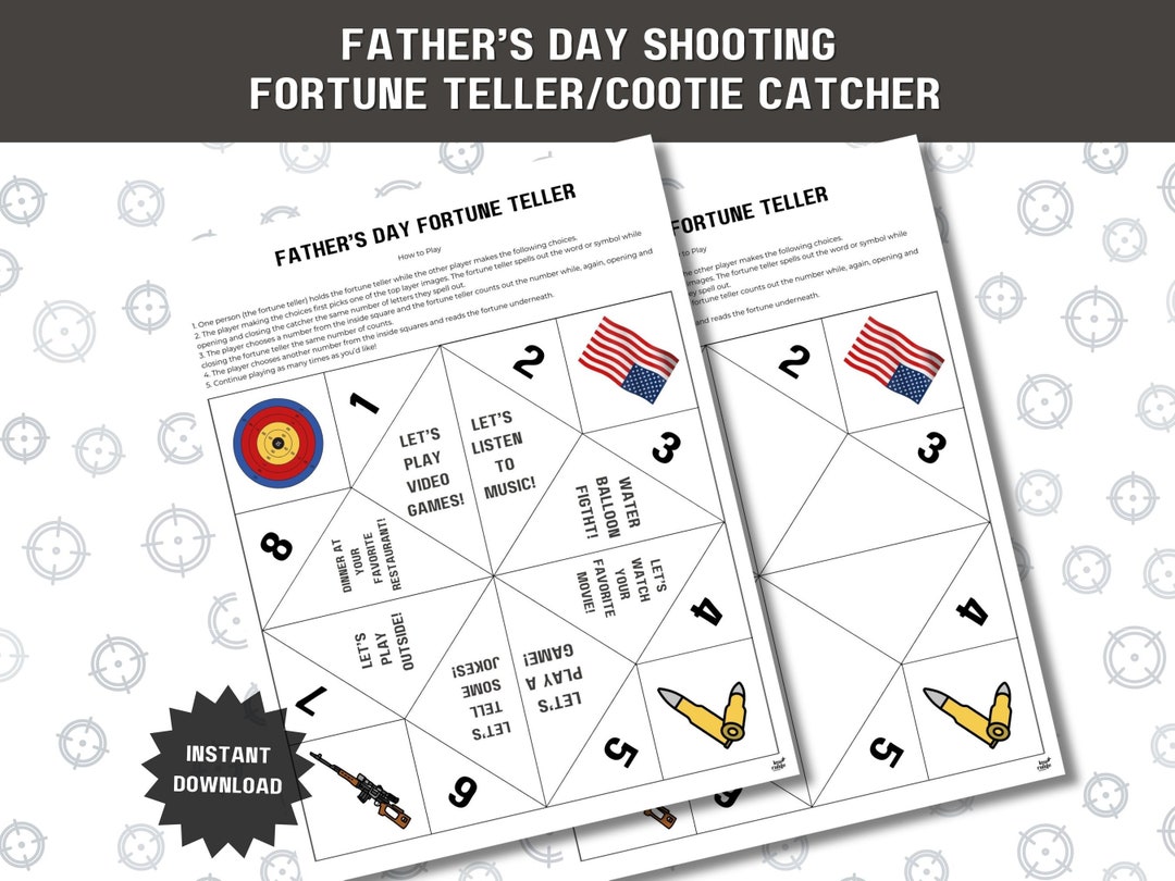 Dad Shooting Fortune Teller/cootie Catcher, Father's Day Gift, Father's ...