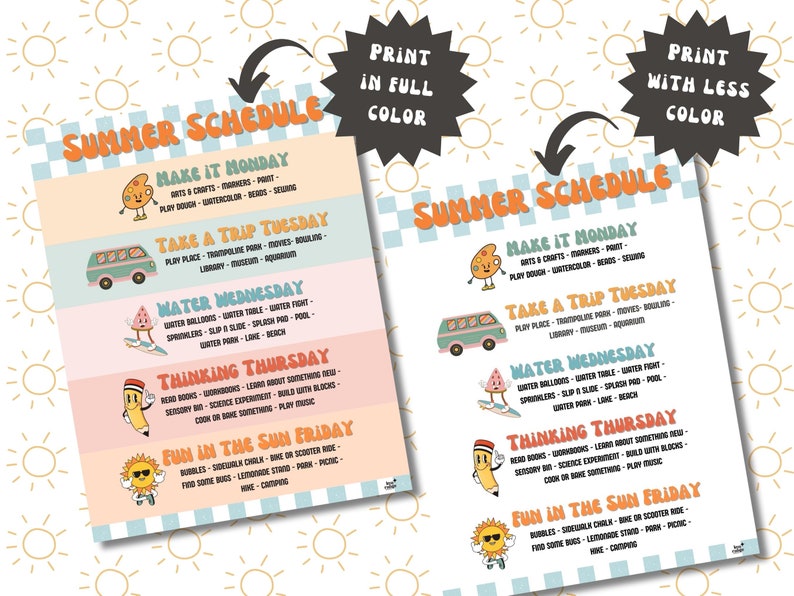 Kids Summer Schedule Chart Bundle, Printable Routine Schedule, Summer Schedule, Toddler Schedule ...