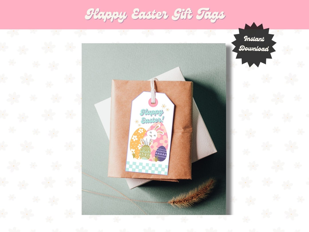 Printable Happy Easter Gift Tags, Easter Bunny Gift Tag, Easter - Etsy