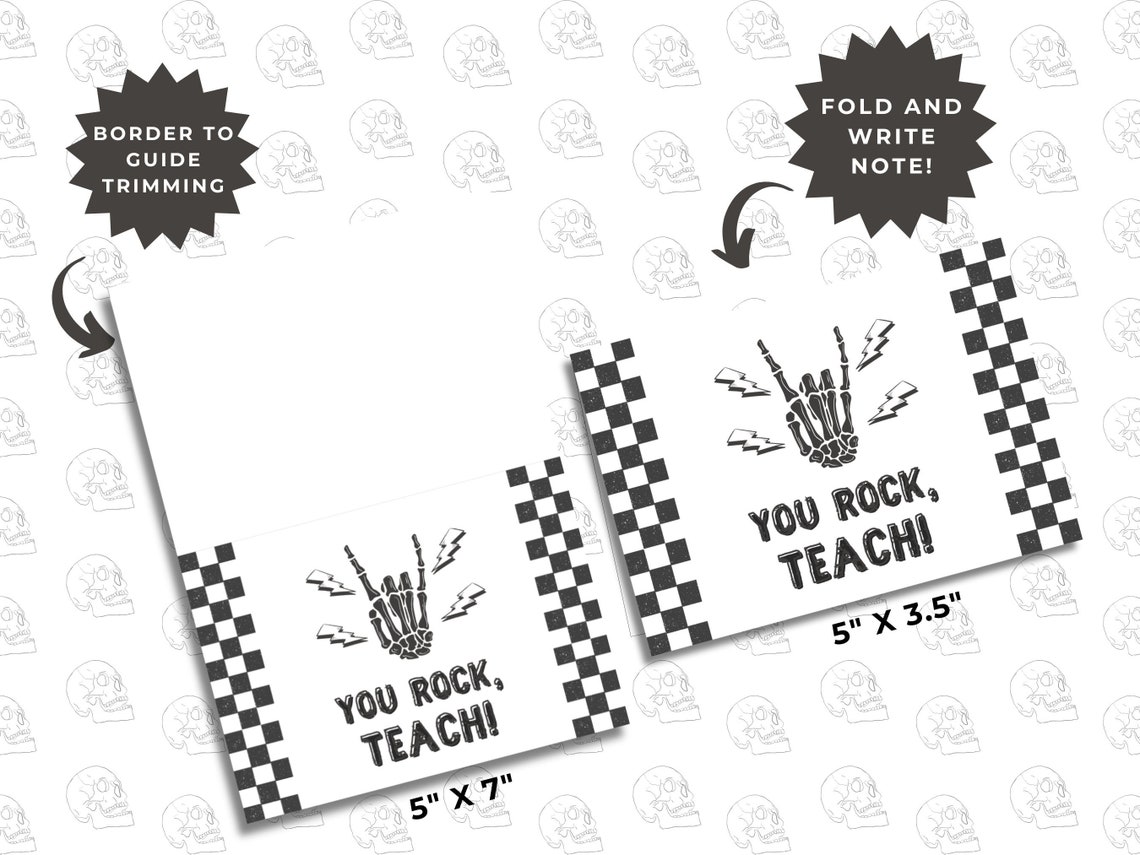 Skeleton Teacher Appreciation Card Printable, You Rock, Teacher!, Thank ...
