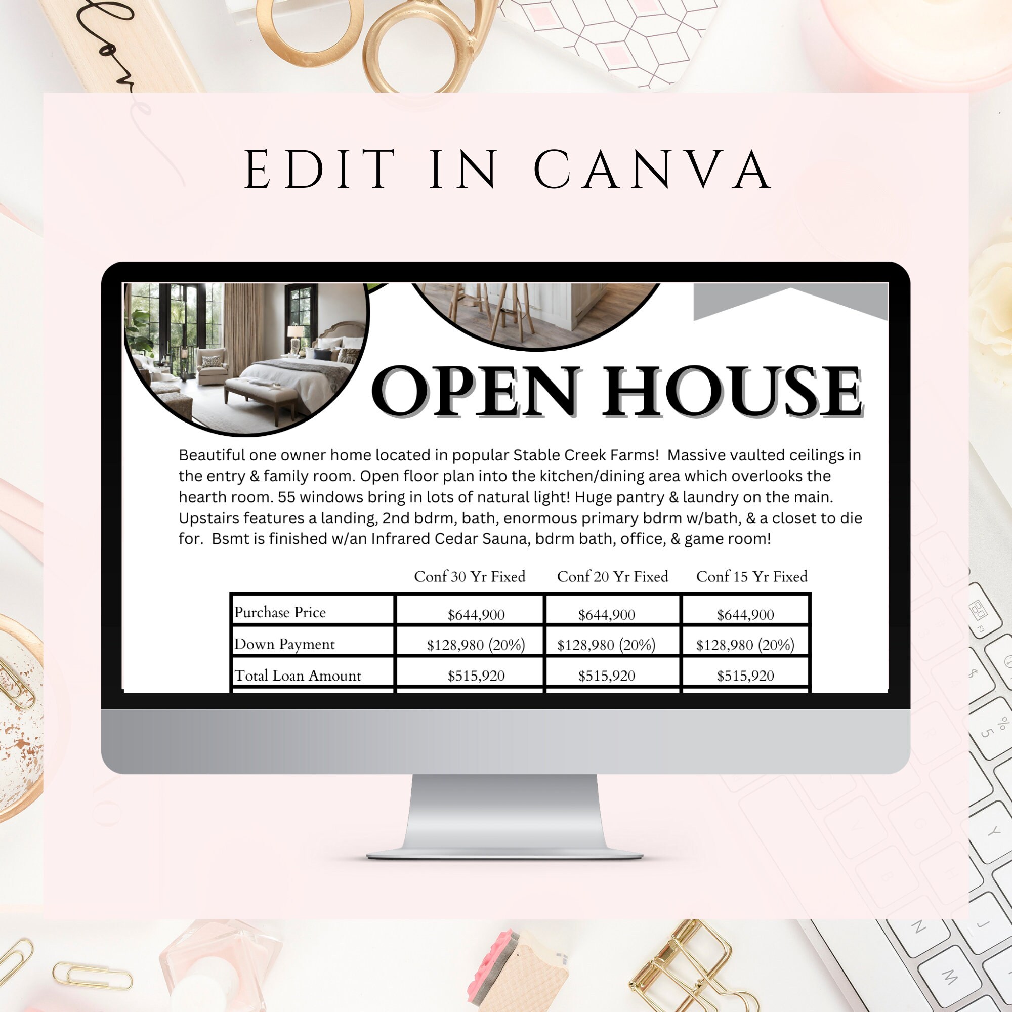 Open House Rate Flyer, Realtor Mortgage Lender, Editable in Canva ...