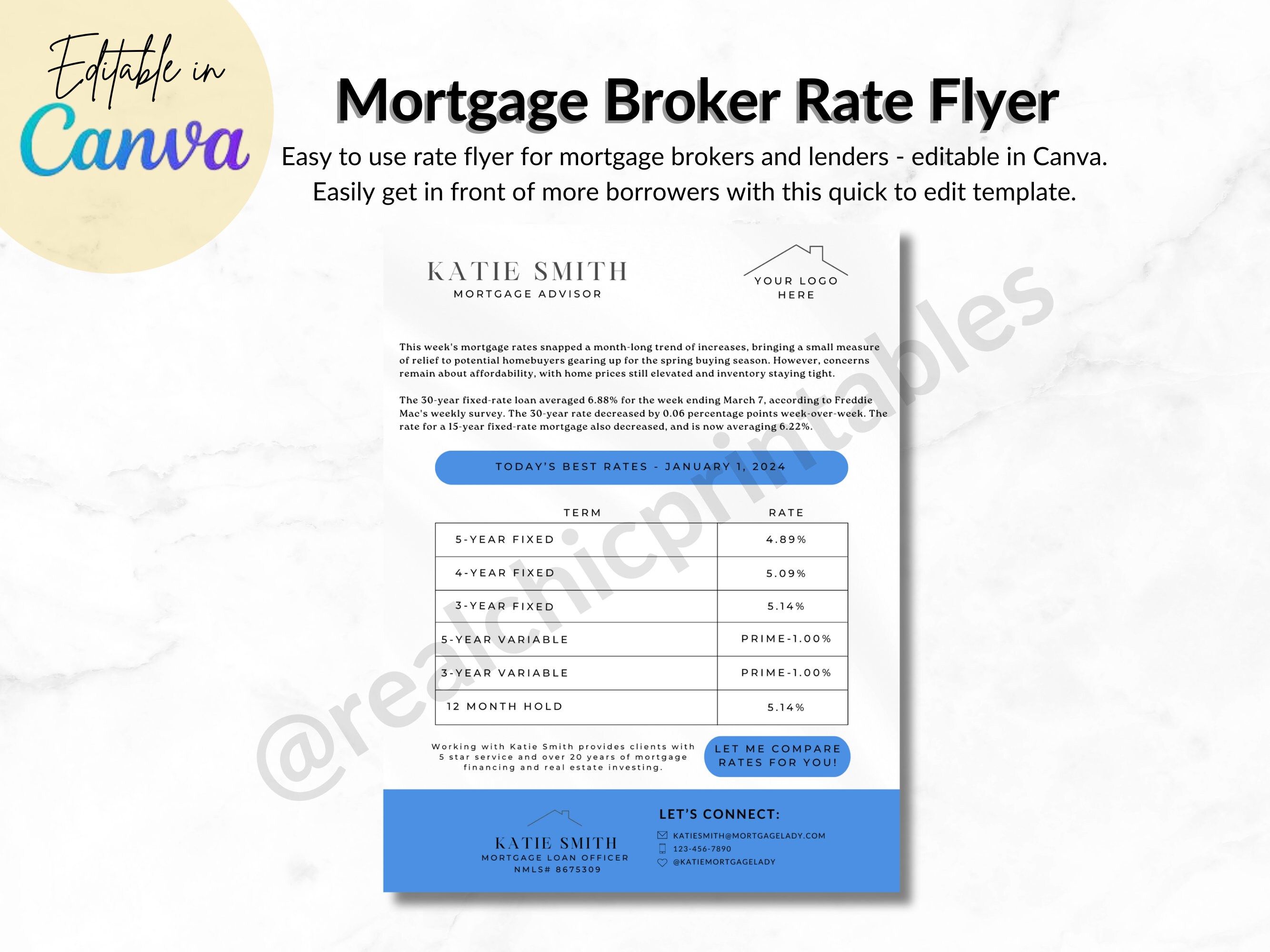 Rate Flyer for Mortgage Brokers and Lenders Dual Fully Editable in ...