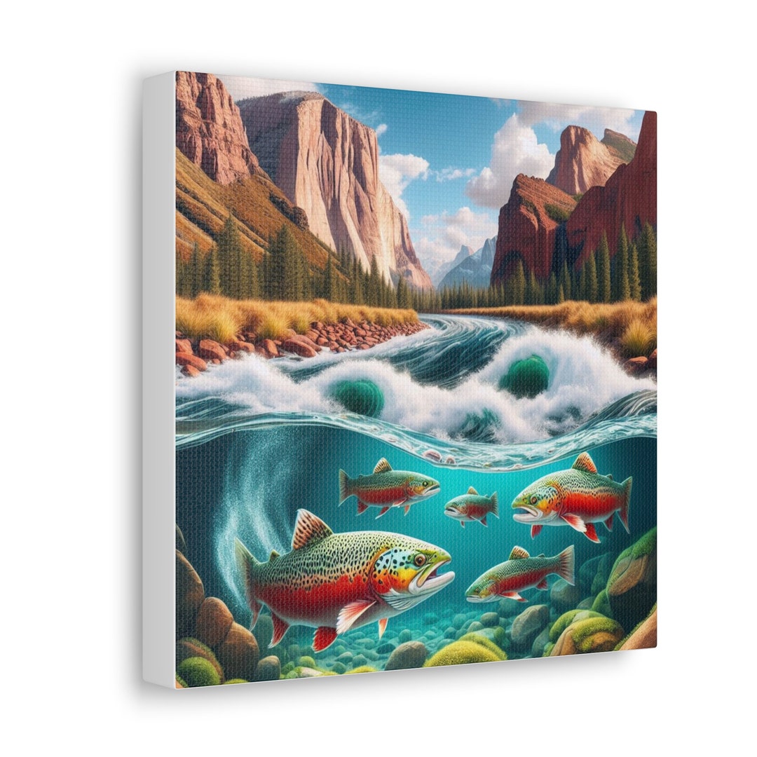 Rainbow Trout Landscape 10 X 10 - Etsy