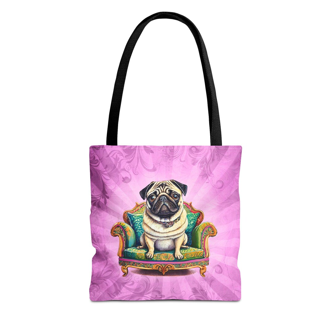 Colorful Pug Tote Bag: Ethnic Design, Durable Polyester - Etsy