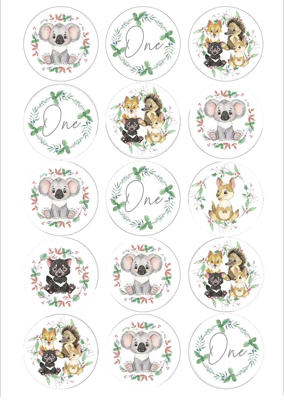 Australian Cute Animals Edible Icing Cupcake / Cookie Toppers - Etsy