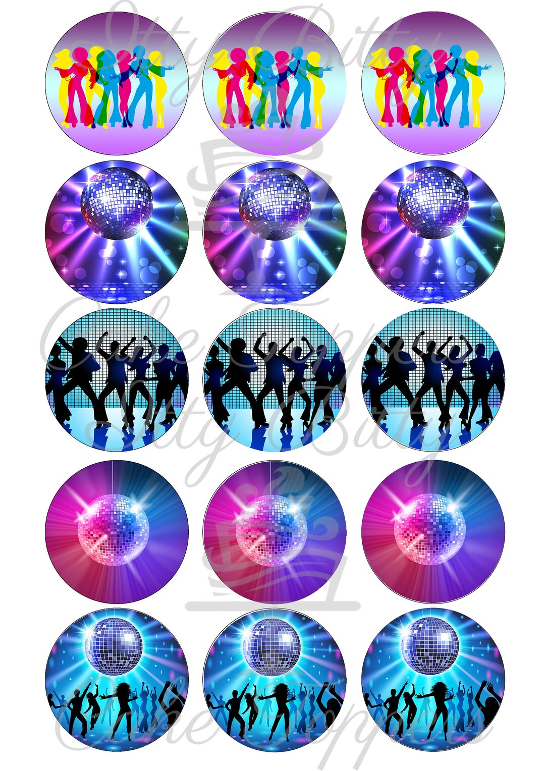 Disco Party Edible Icing Cupcake / Cookie Toppers - Australian Food ...