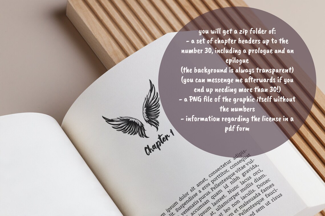 Angel Wings Chapter Header | Personalized Book Graphics | Chapter Set ...