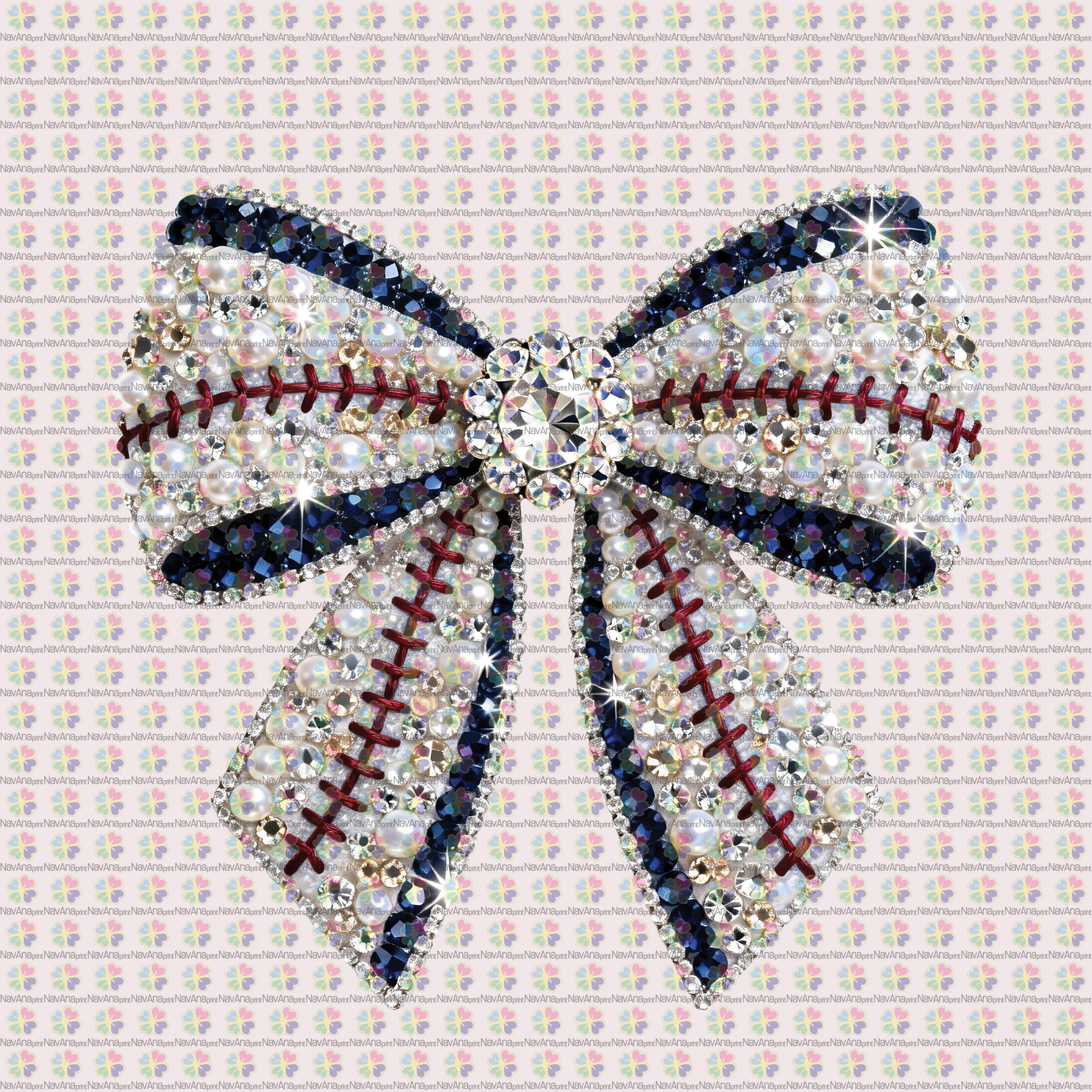 Faux Rhinestone and Pearls Baseball Bow Game Day Sparkle Bling Crystal ...