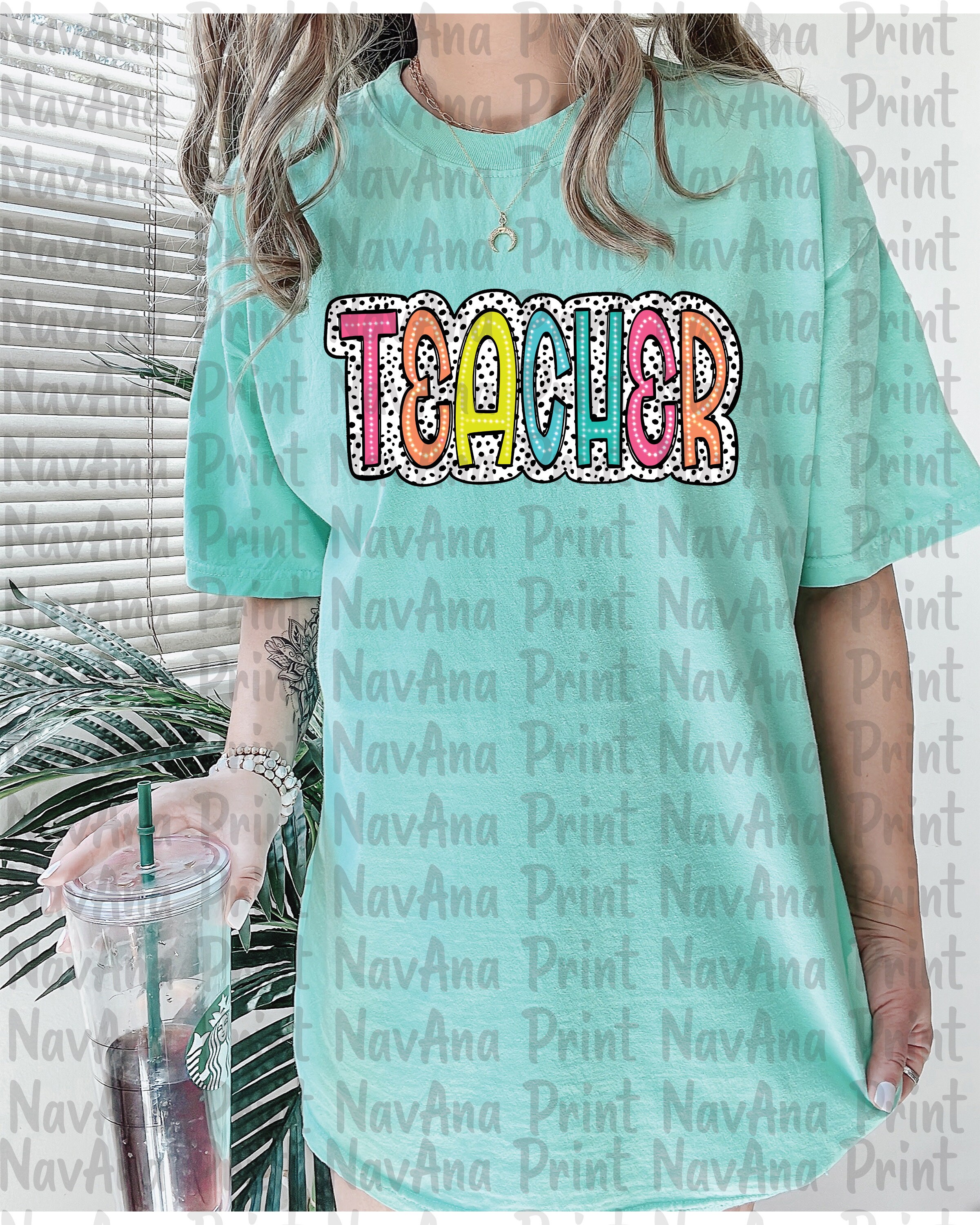 Teacher Bright Fun Font, Dotted , Dalmatian, DTF, Transfers - Etsy