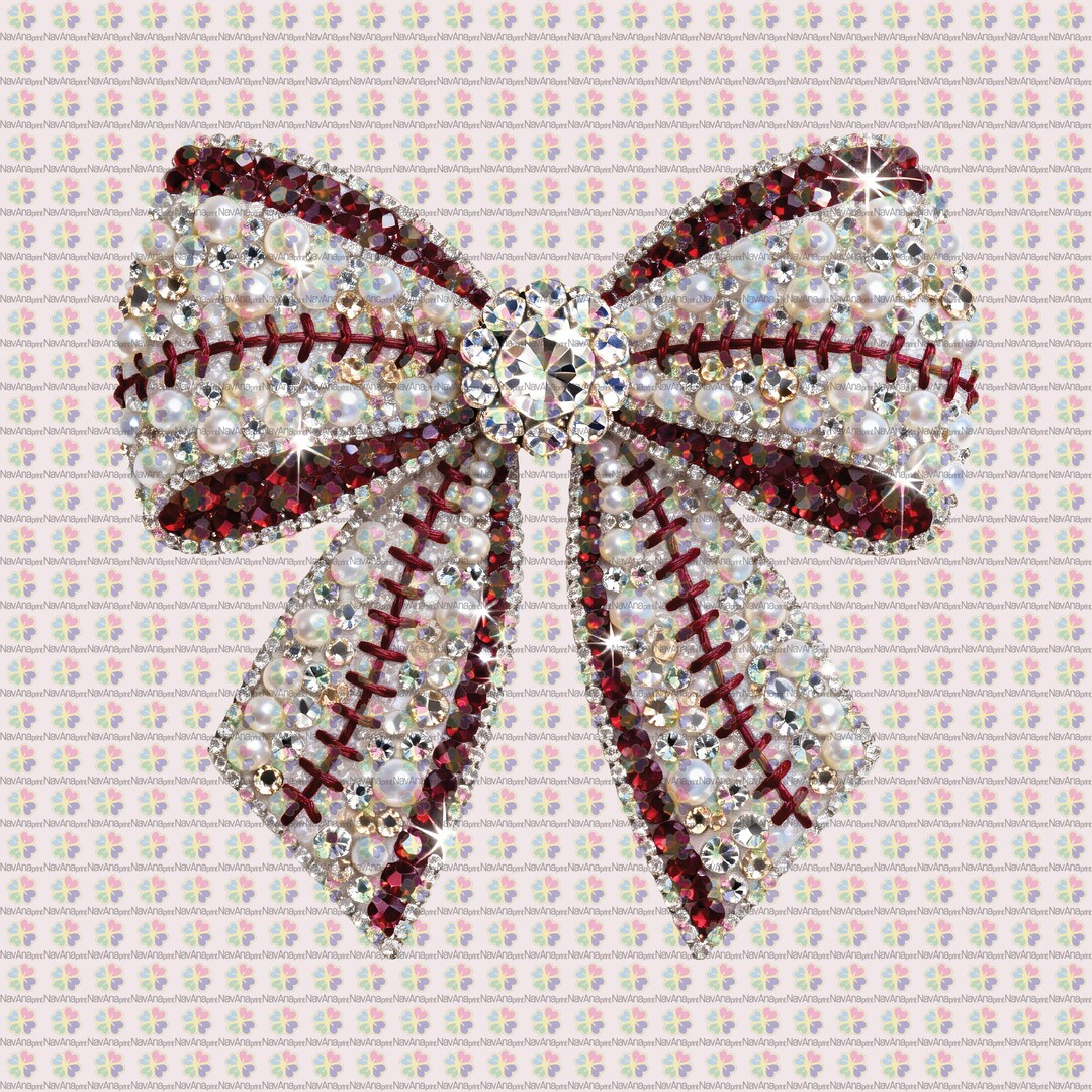 Faux Rhinestone and Pearls Baseball Bow Game Day Sparkle Bling Crystal ...