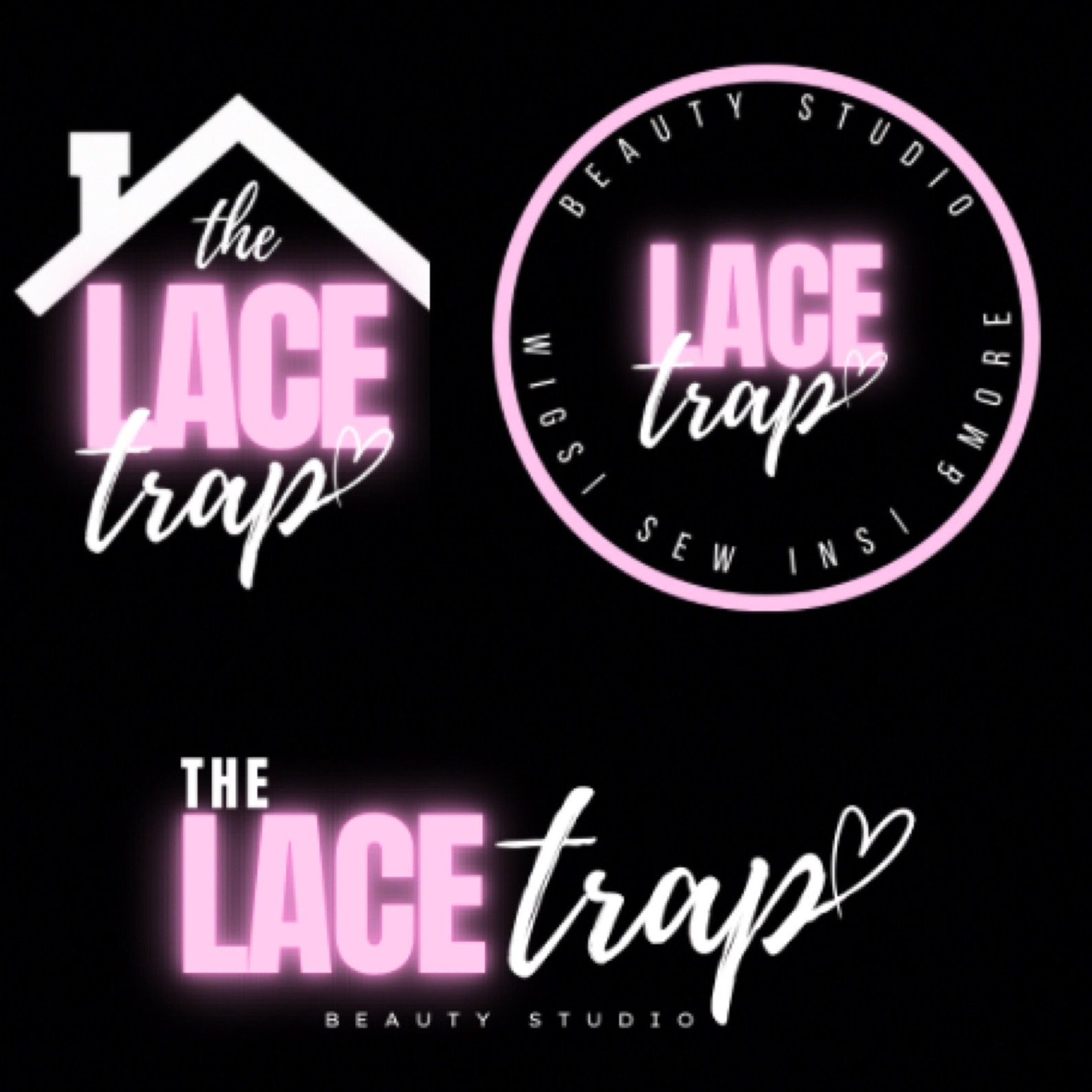 Pink Beauty Logo, DIY Pink Logo Set, Neon Pink, Hair Branding, Lash ...