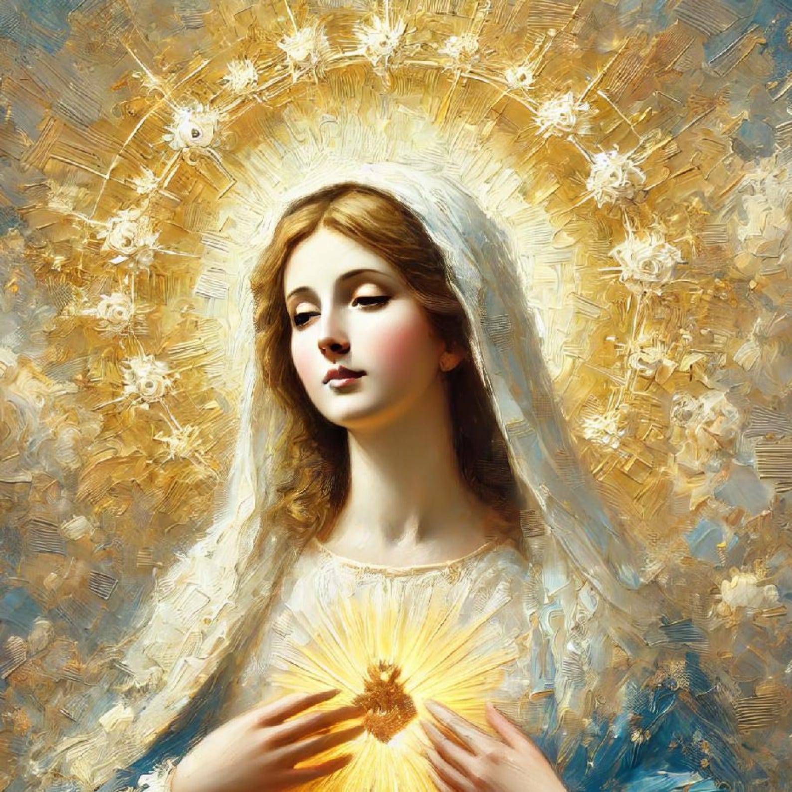 Our Mother Virgin Mary Oil Paint DOWNLOADABLE Digital Print, Catholic ...