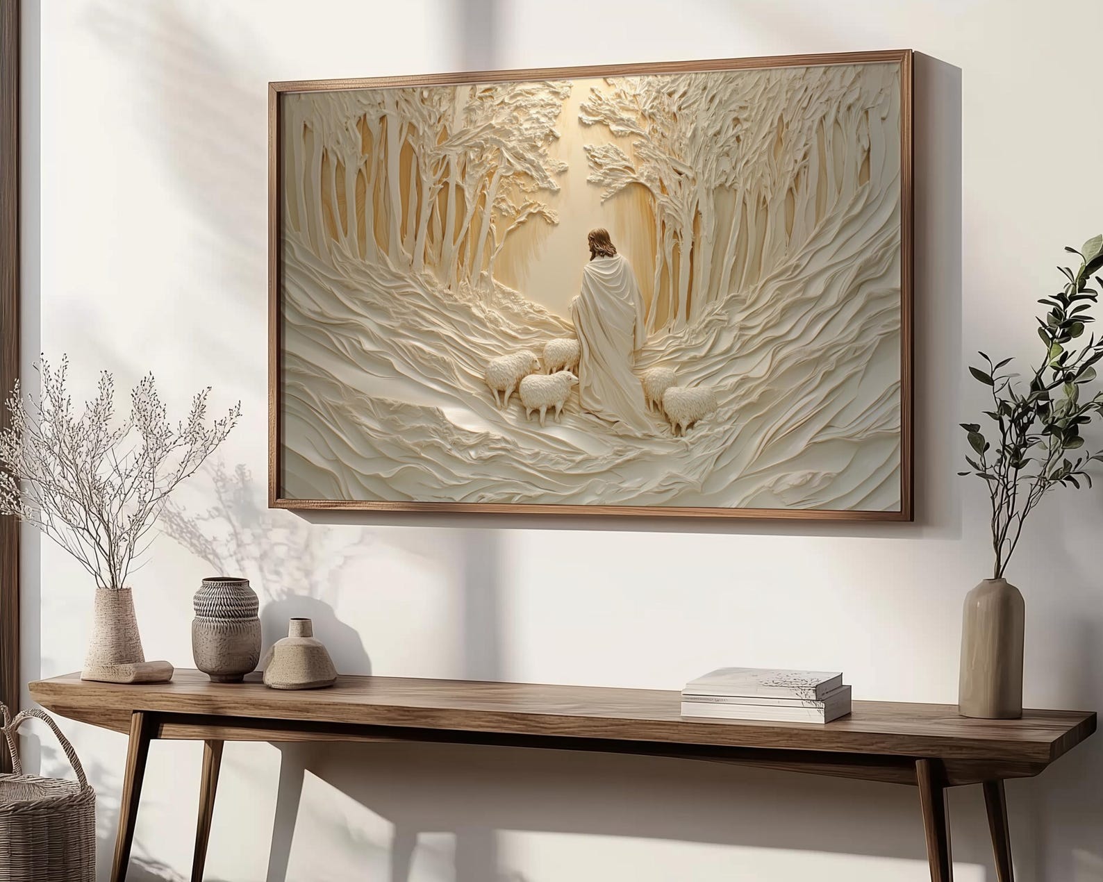 Faithful Shepherd Canvas Print, Christian Wall Art, Neutral Tones, the ...