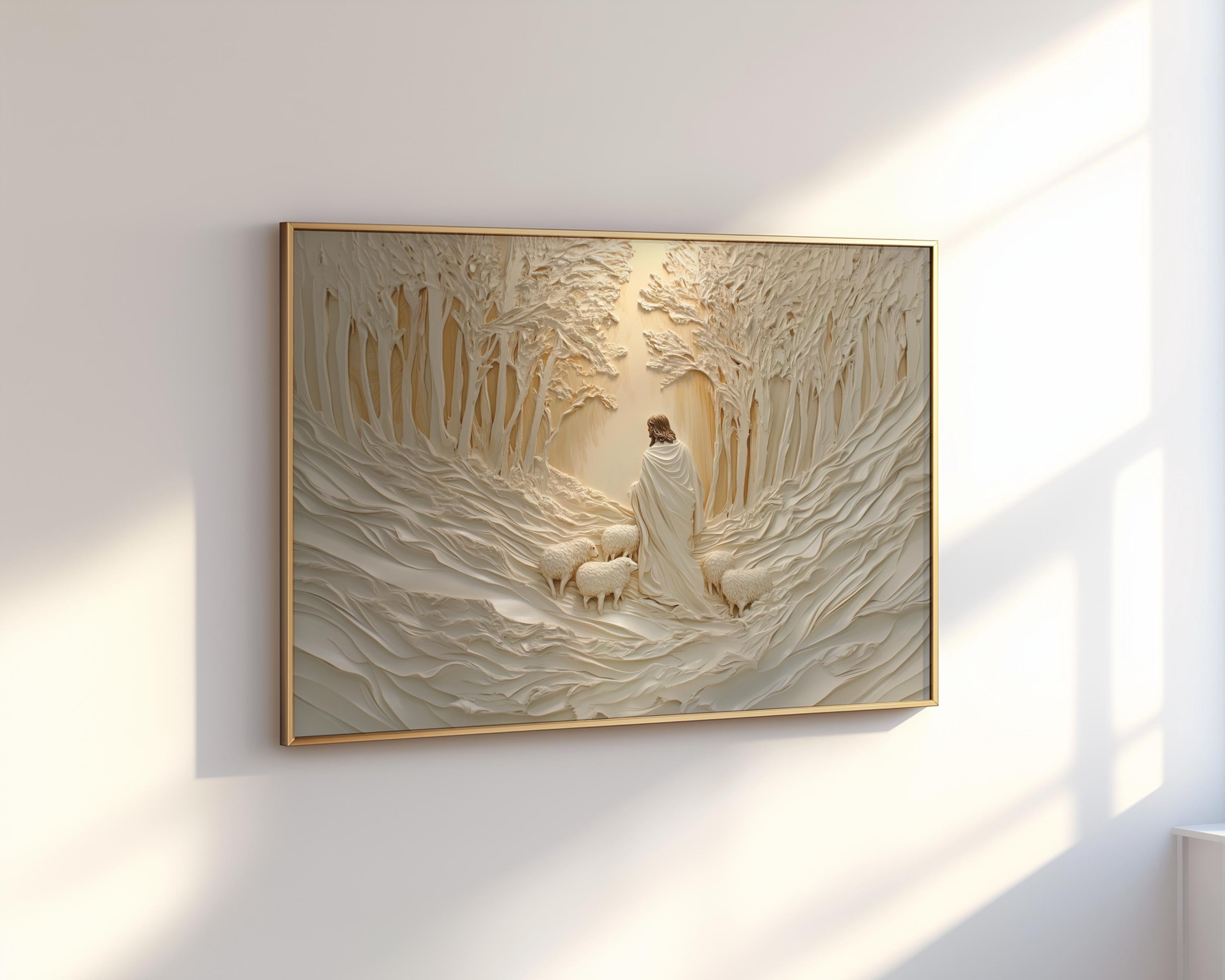 Faithful Shepherd Abstract Canvas Print, Christian Framed Wall Art, the ...