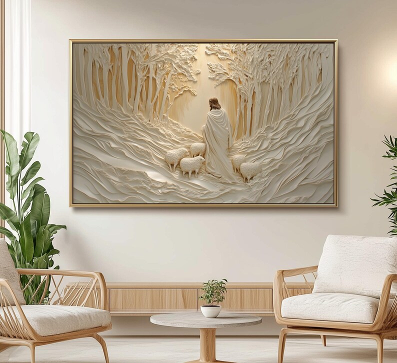 Faithful Shepherd Canvas Print, Christian Wall Art, Neutral Tones, the ...