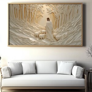 Faithful Shepherd, the Good Shepherd Leading His Flock, Digital ...