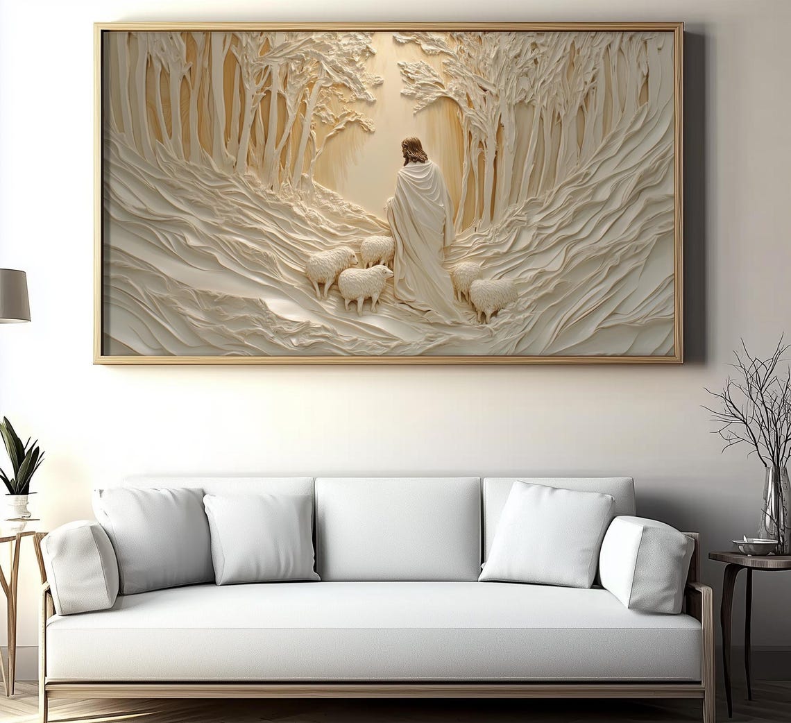 Faithful Shepherd Abstract Canvas Print, Christian Framed Wall Art, the ...