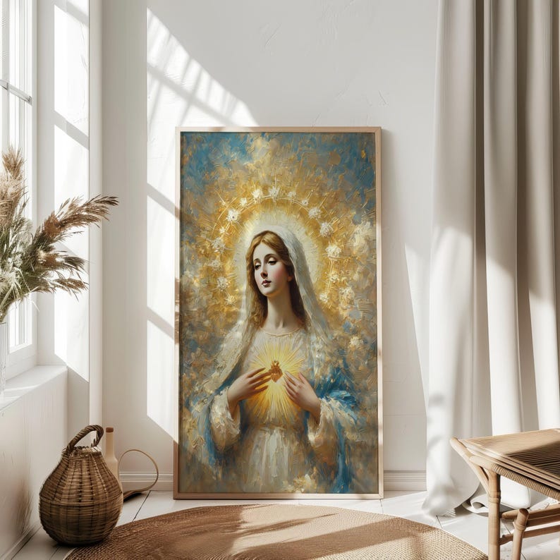Our Mother Virgin Mary Oil Paint DOWNLOADABLE Digital Print, Catholic ...