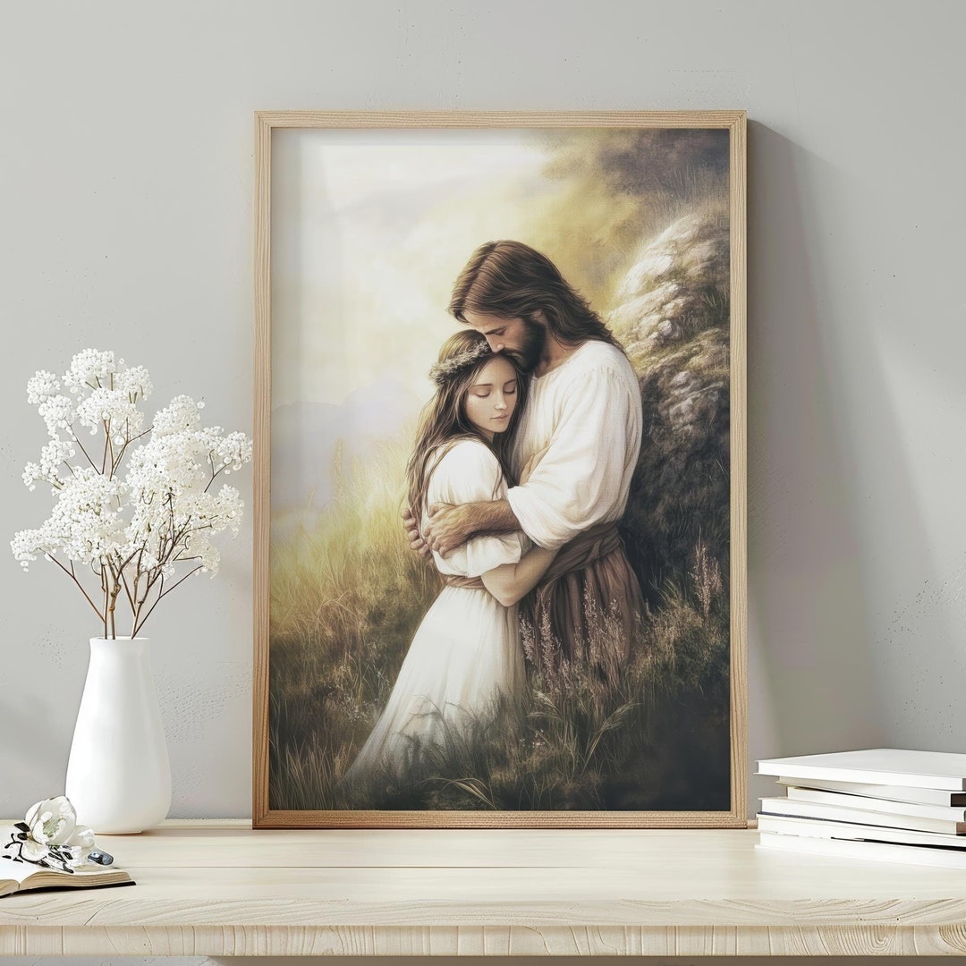 Jesus and Woman Art Healing Embrace Premium Digital Download Faith ...