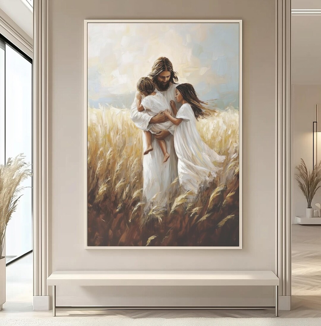 Jesus Embracing Children, Love and Compassion, Jesus Art, Large ...