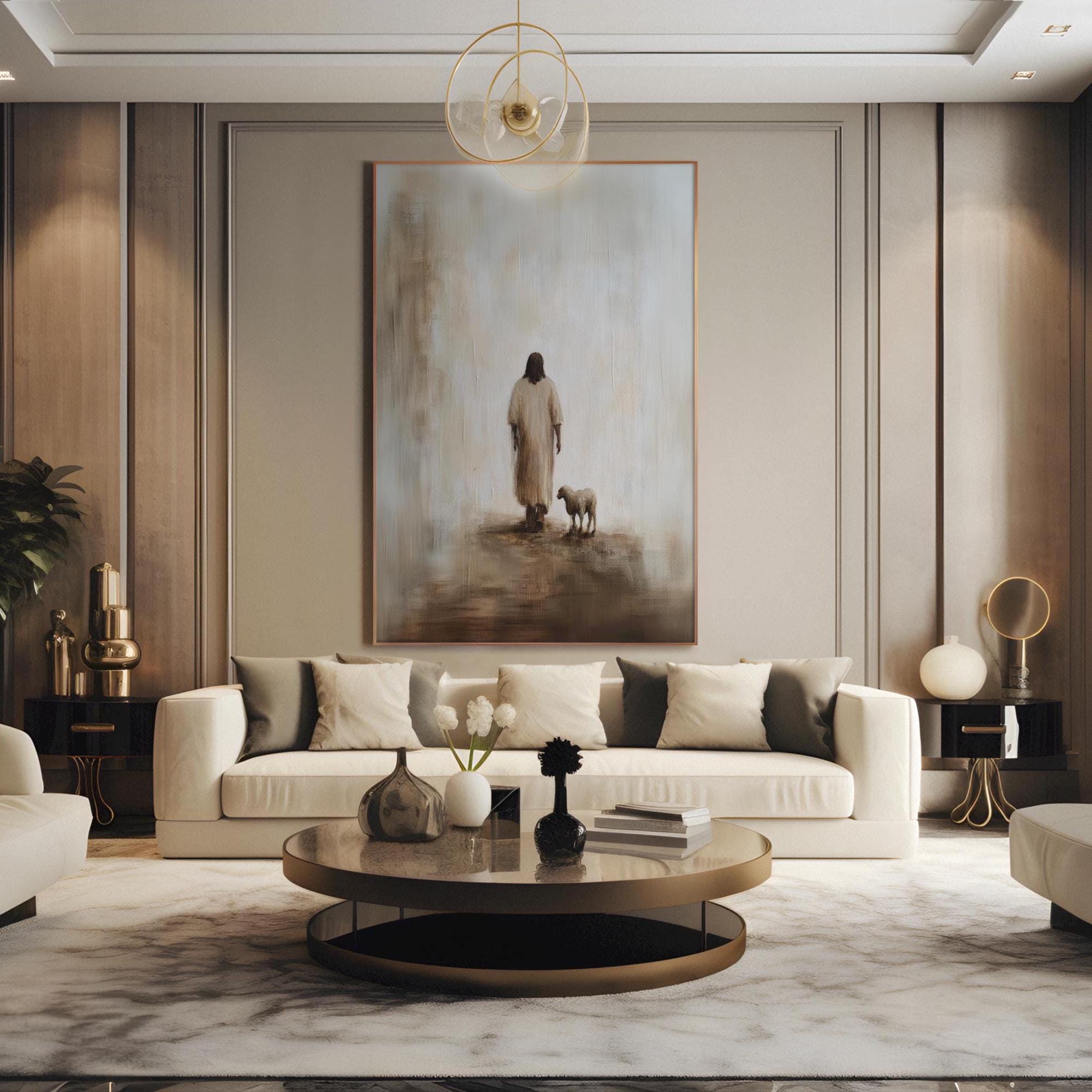 Jesus and Lamb Fine Art Print, Christian Wall Art, Religious Home Decor ...